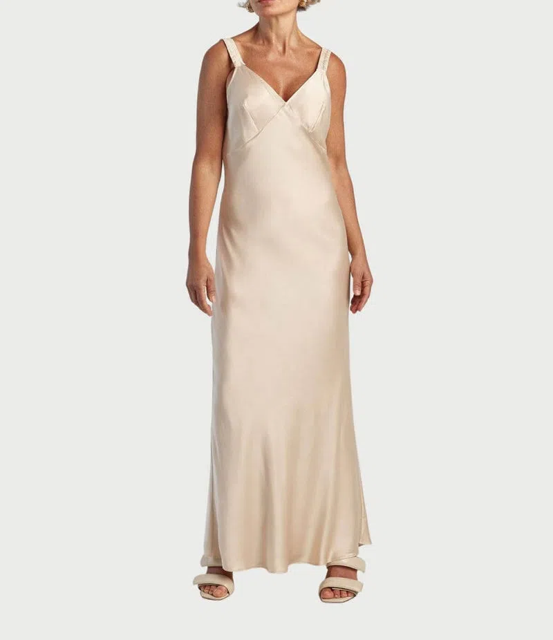 Silk Laundry Deco Ruched Dress Hazelnut Size S / Au 8 | The Volte