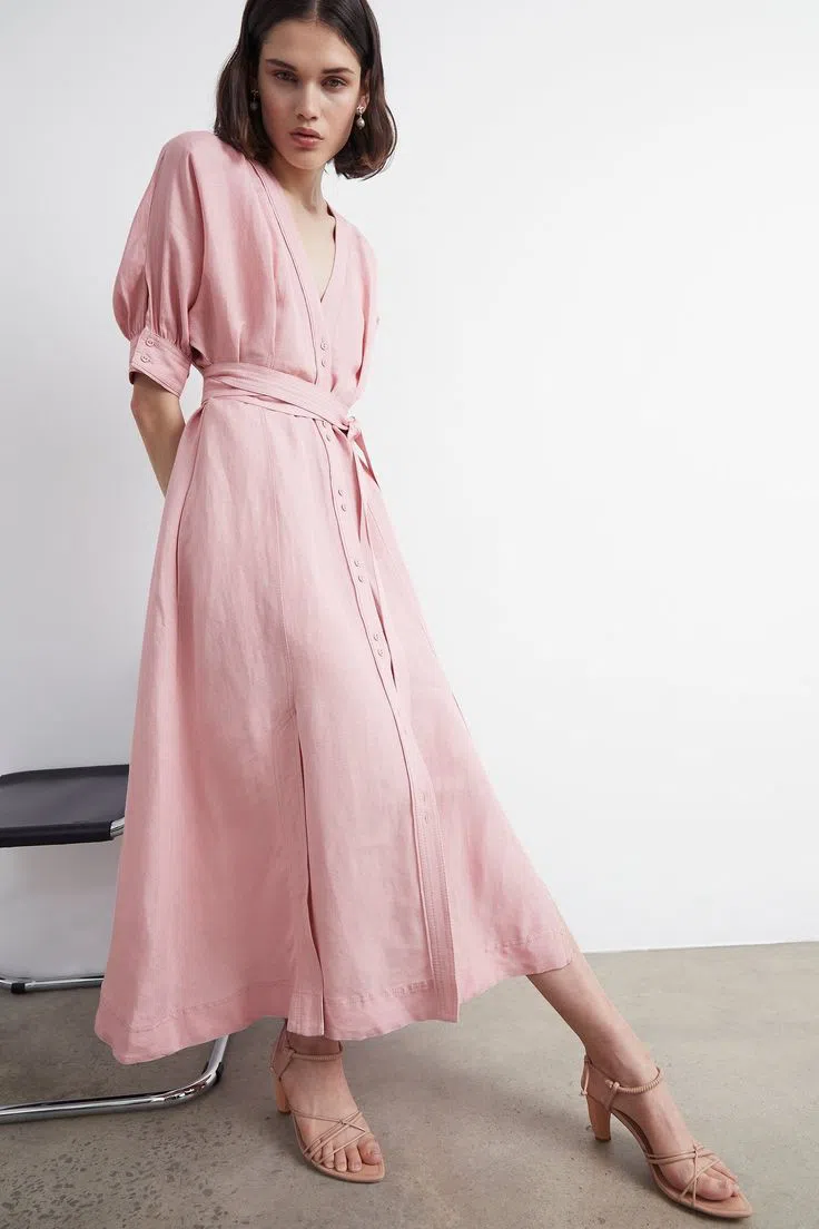 Aje Ennoble Midi Dress Pink Size 6 | The Volte