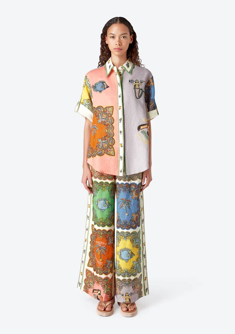 Alemais Trippy Troppo Shirt and Pant Two Piece Set Multi Print Size 10