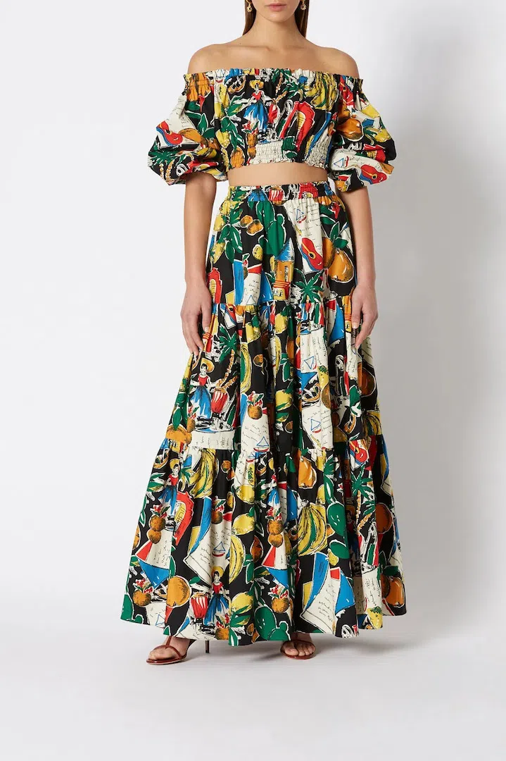 Scanlan Theodore Calypso Crop and Skirt Set Multi Print Size 8