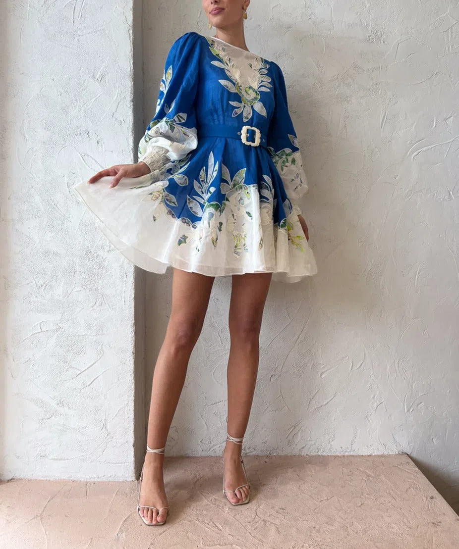 Alemais Rita Embroidered Mini Dress Blue Size XS / AU 6 | The Volte