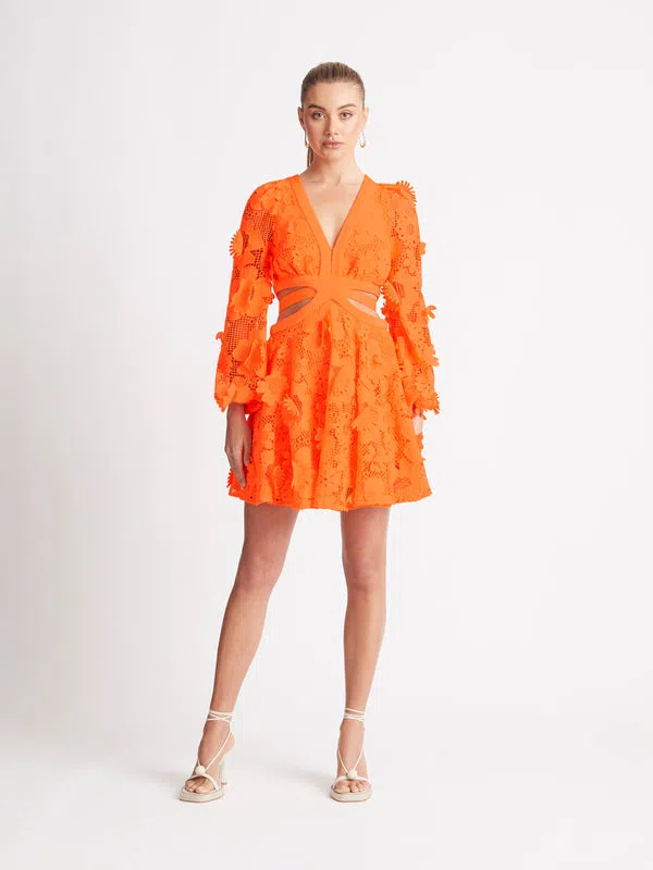 Sheike Bright Blooms Lace Dress Orange Size 6 | The Volte