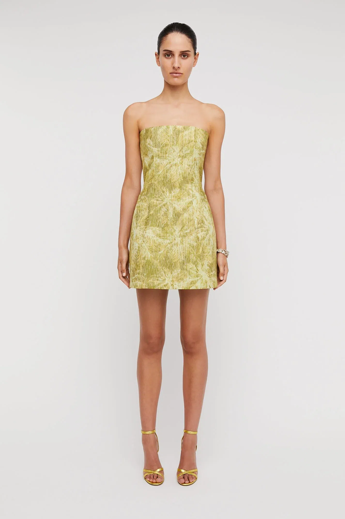 Scanlan Theodore Tinsel Linen Mini Dress Lime Size 10 | The Volte