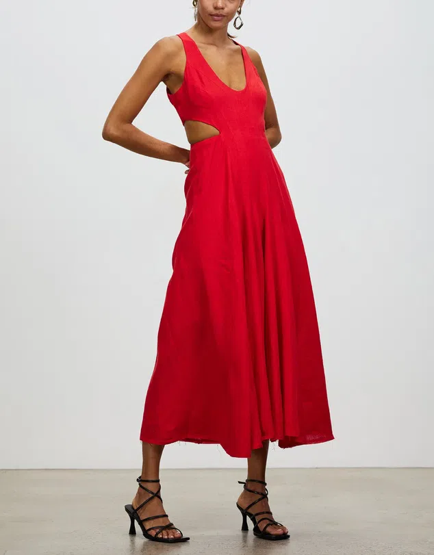 Kitx Faithful Love Midi Dress Red Size 8 / S | The Volte