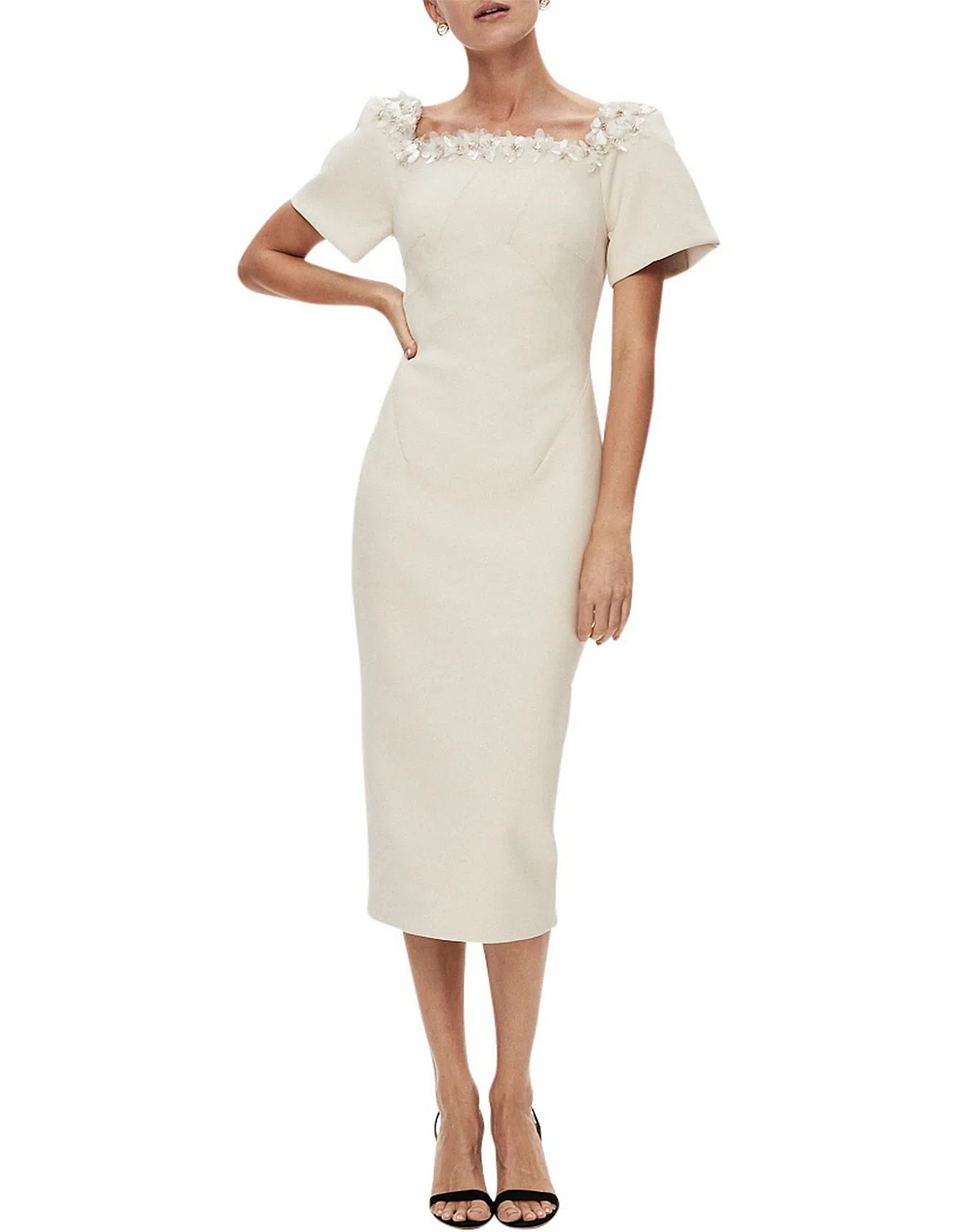 Rachel Gilbert Sandro Midi Dress Cream Size 10 | The Volte