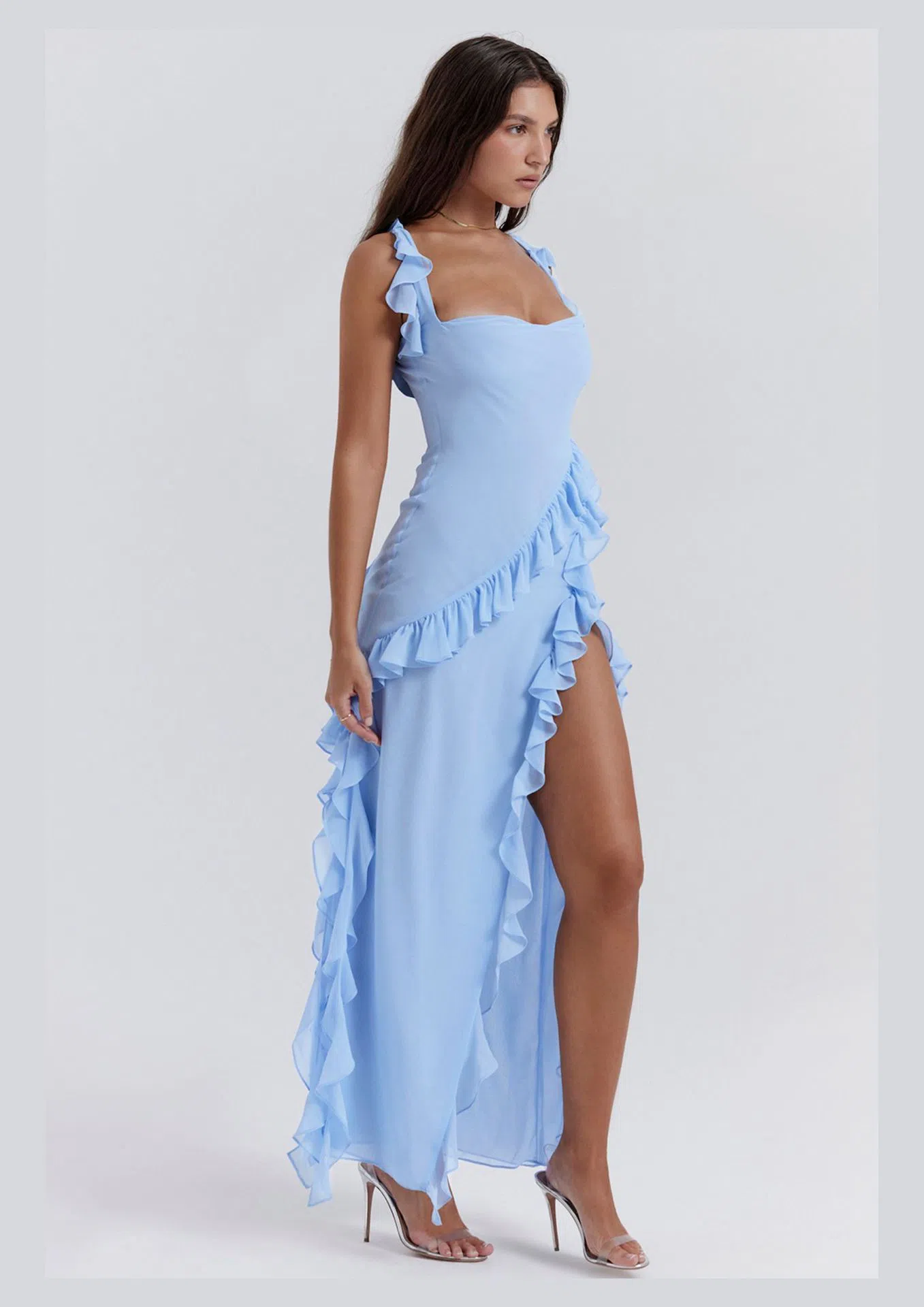 House Of CB Ariela Ruffle Dress Blue Size 8 | The Volte