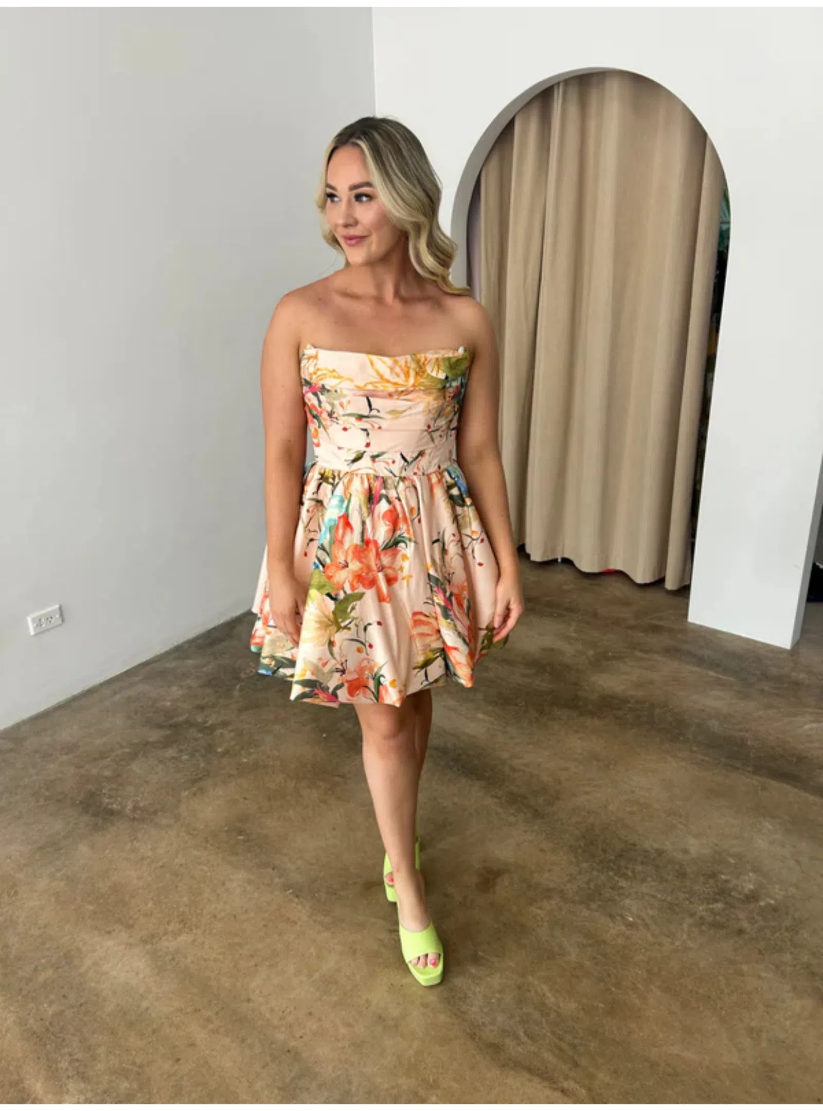 Leo Lin Katy Bustier Mini Dress Opulent Print in Blush Size AU 12