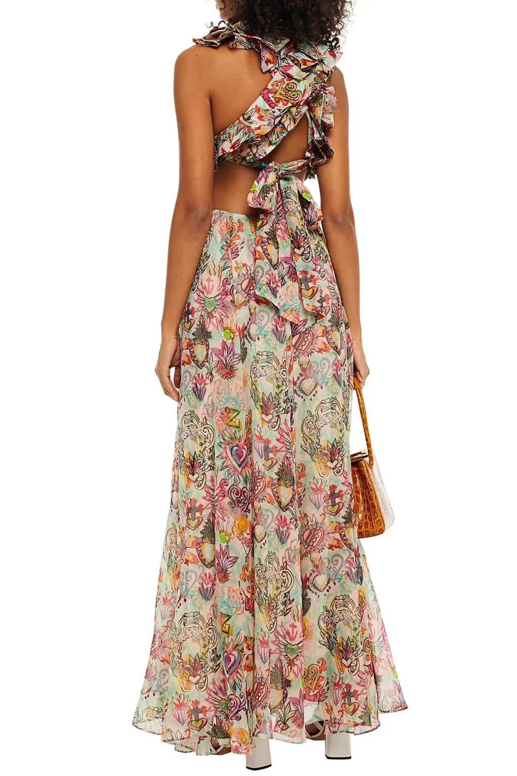 Zimmermann The Lovestruck Ruffle Maxi Dress Flaming Hearts Print Size 1 ...